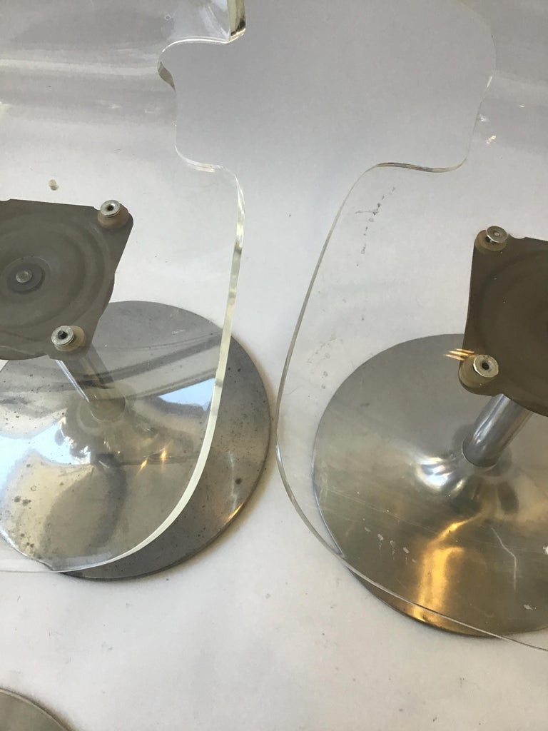 Four 1980s Lucite Chairs on Metal Bases at 1stDibs