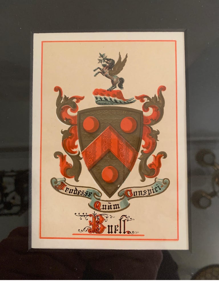 Four 19th Century English Hand Painted Armorial Engravings Heraldic For ...