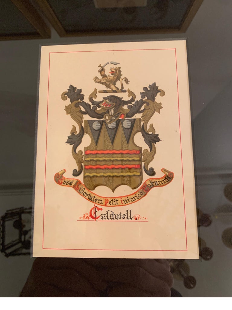 Four 19th Century English Hand Painted Armorial Engravings Heraldic For ...