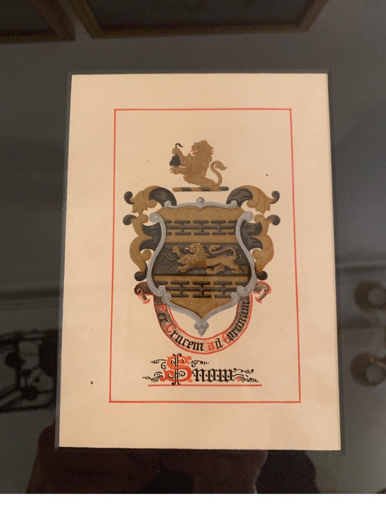 Four 19th Century English Hand Painted Armorial Engravings Heraldic For ...
