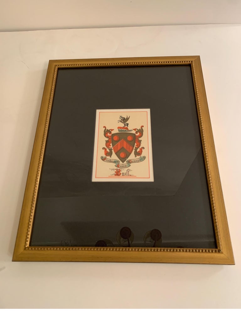 Four 19th Century English Hand Painted Armorial Engravings Heraldic For ...