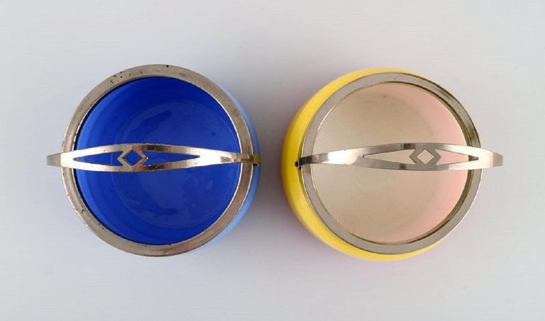 Four Antique Biscuit Buckets in Mouth-Blown Opal Art Glass, Approx 1900 ...