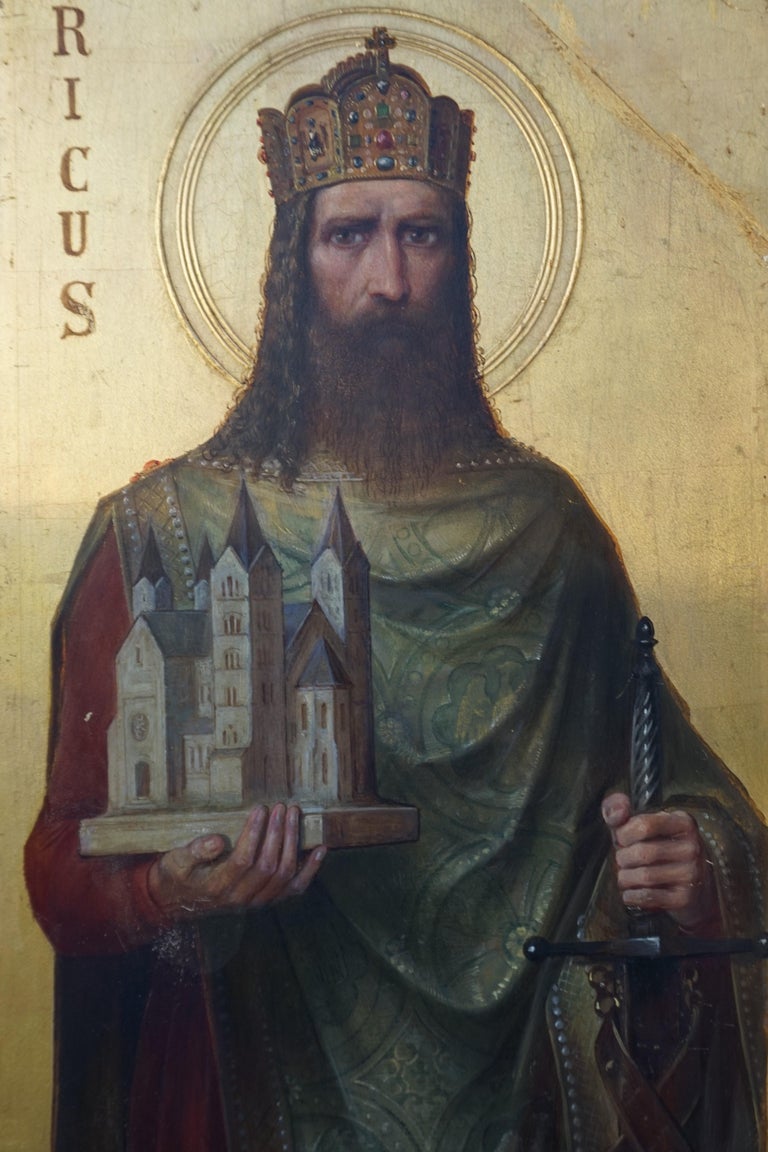 Four Antique Hand Painted and Gilt Wooden Church Panel Paintings of ...