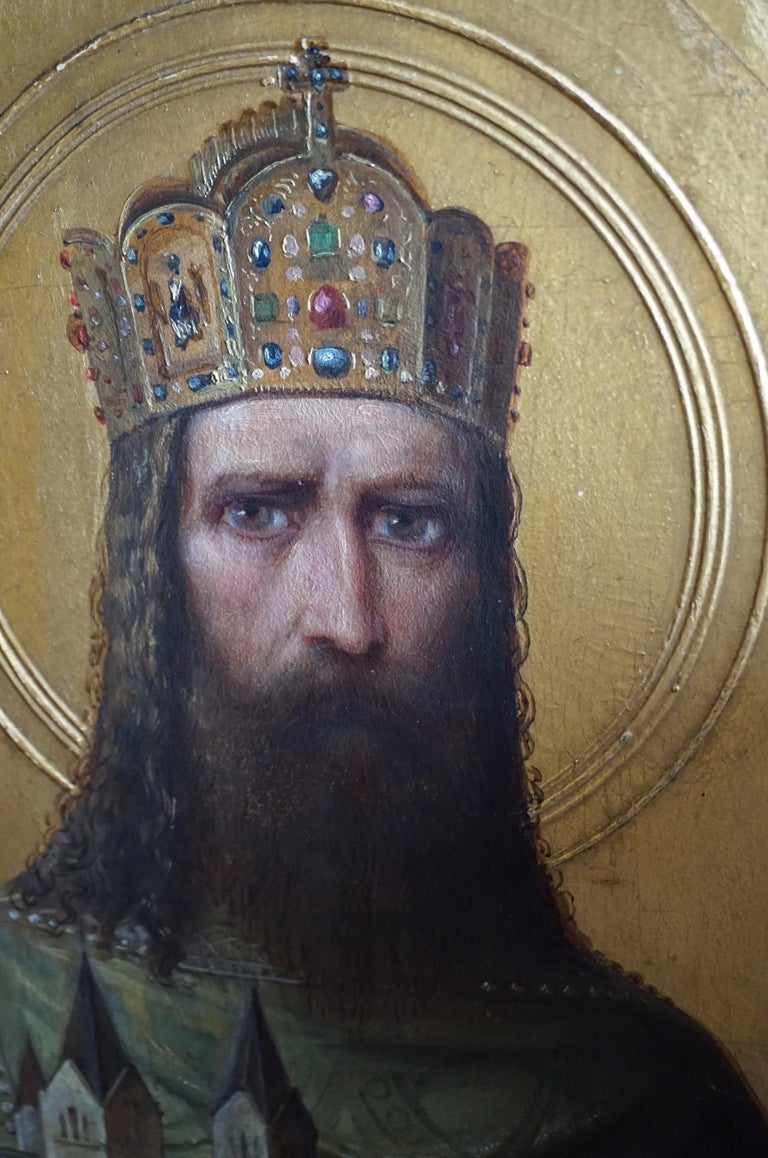 Four Antique Hand Painted and Gilt Wooden Church Panel Paintings of ...