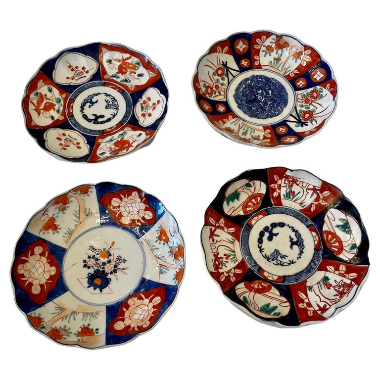 Four Antique Original Hand Painted Imari Plates at 1stDibs