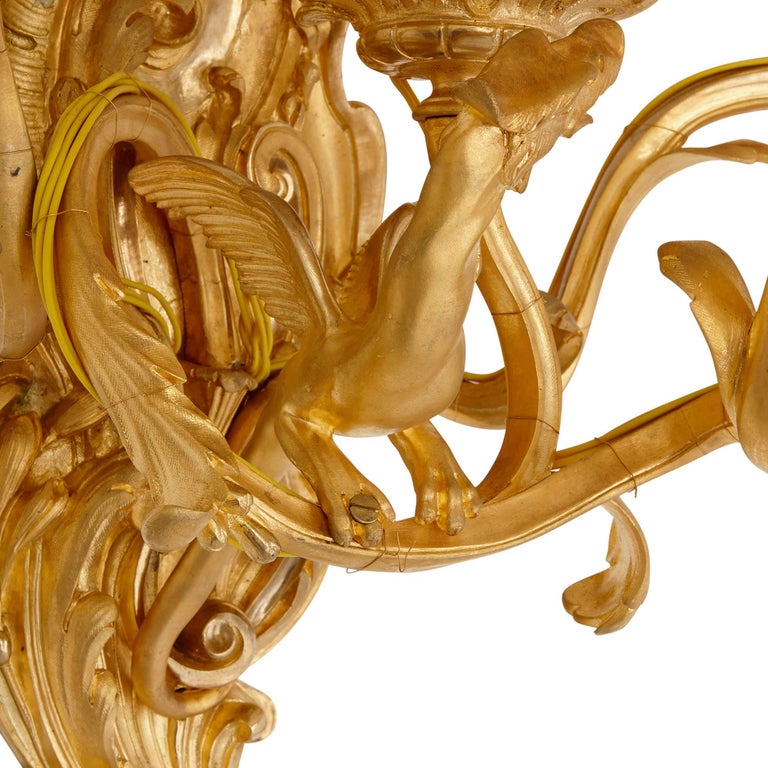 Four Antique Rococo Style Gilt Bronze Wall Sconces For Sale at 1stDibs