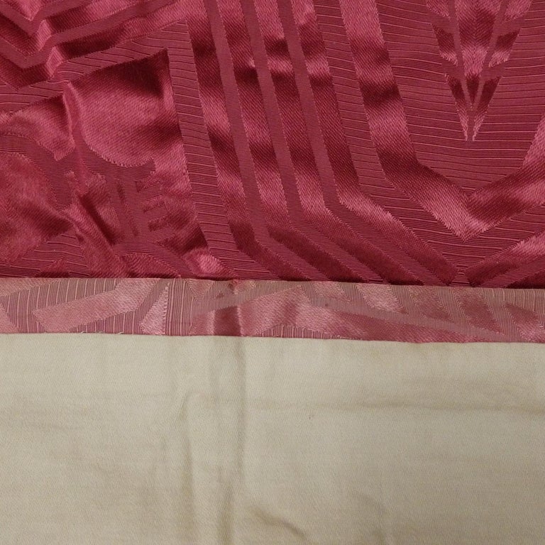 Four Art Deco Print Red Curtain Panels For Sale at 1stDibs