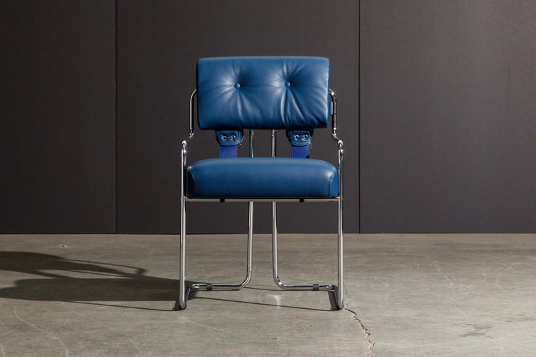 Four Blue Leather 'Tucroma' Chairs by Guido Faleschini for Mariani ...