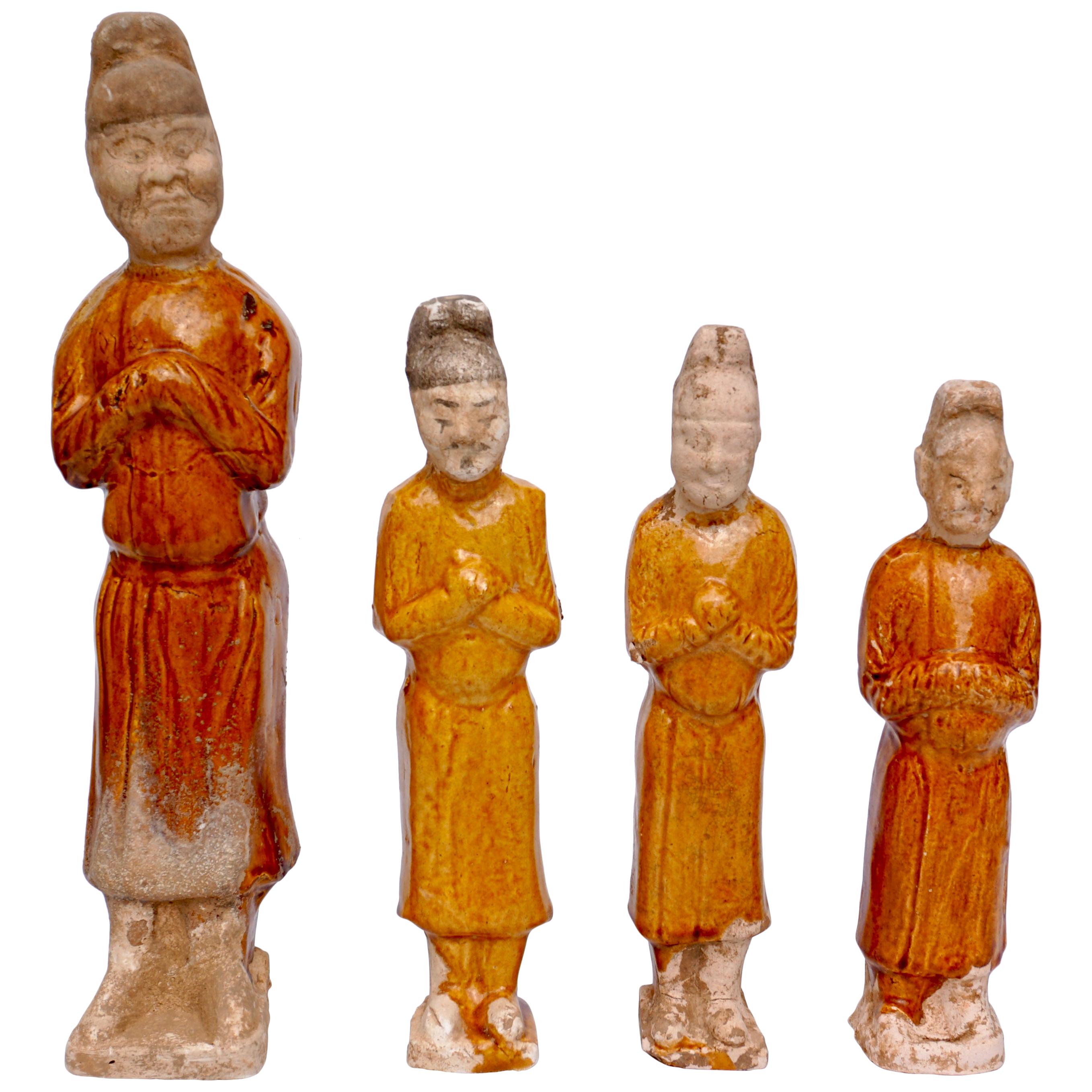 Four Chinese Tang Dynasty Glazed Pottery Court Attendants at 1stDibs ...