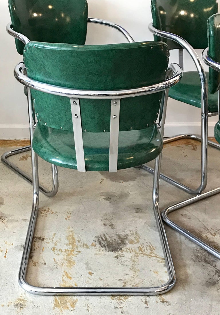 Four Chrome Streamline Modern Dining Chairs in the Style of KEM Weber ...
