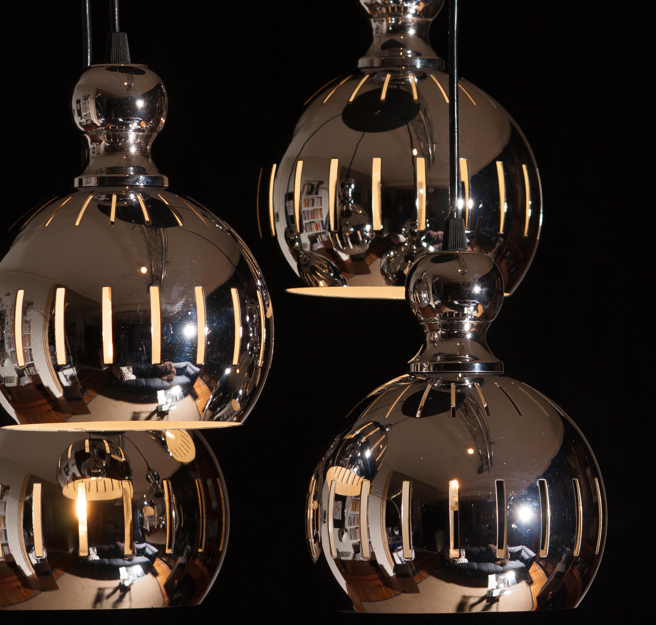 Four Chromed Spheres Chandelier by Esperia, Italy, 1970 For Sale at 1stDibs