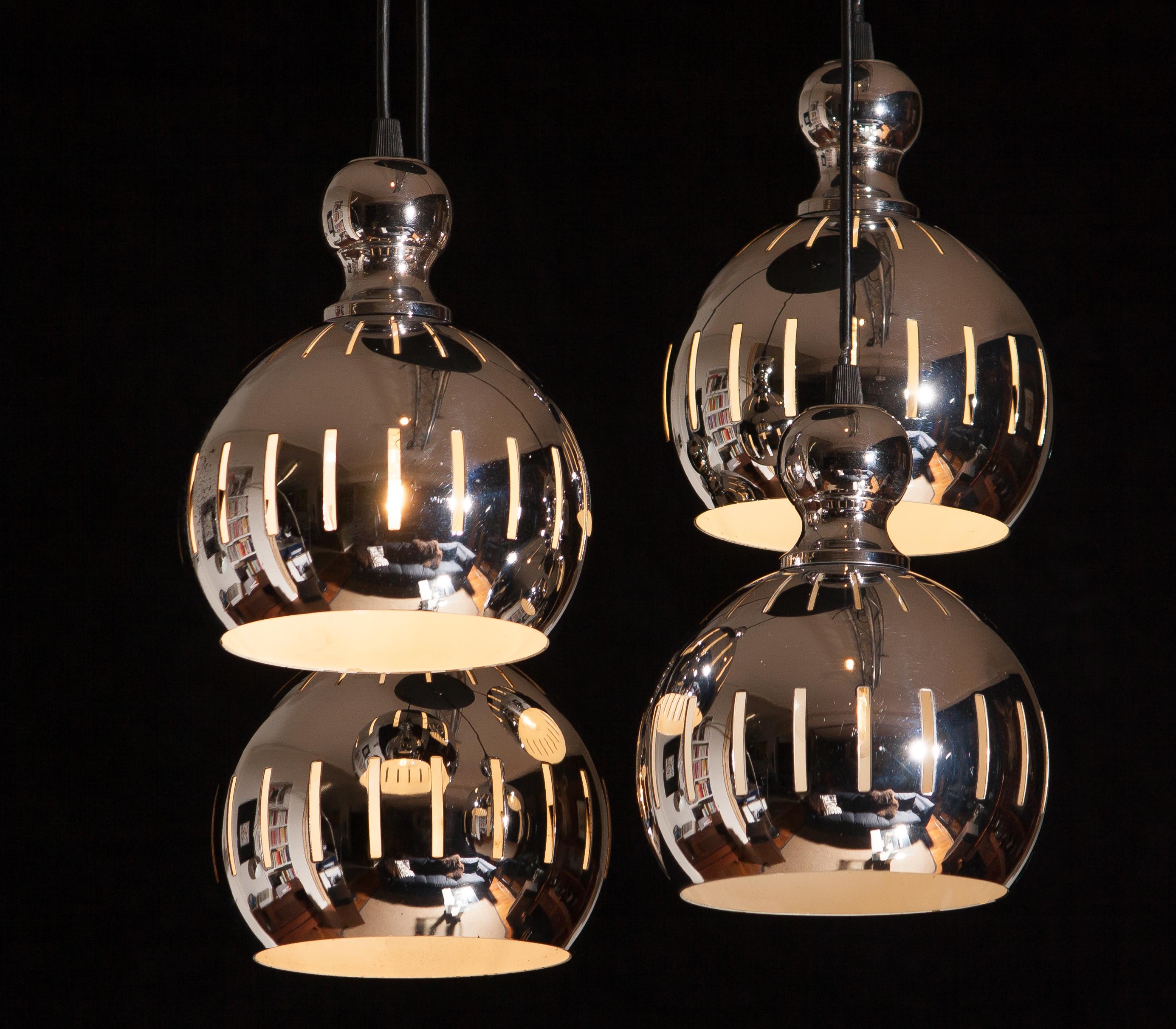 Four Chromed Spheres Chandelier by Esperia, Italy, 1970 For Sale at 1stDibs