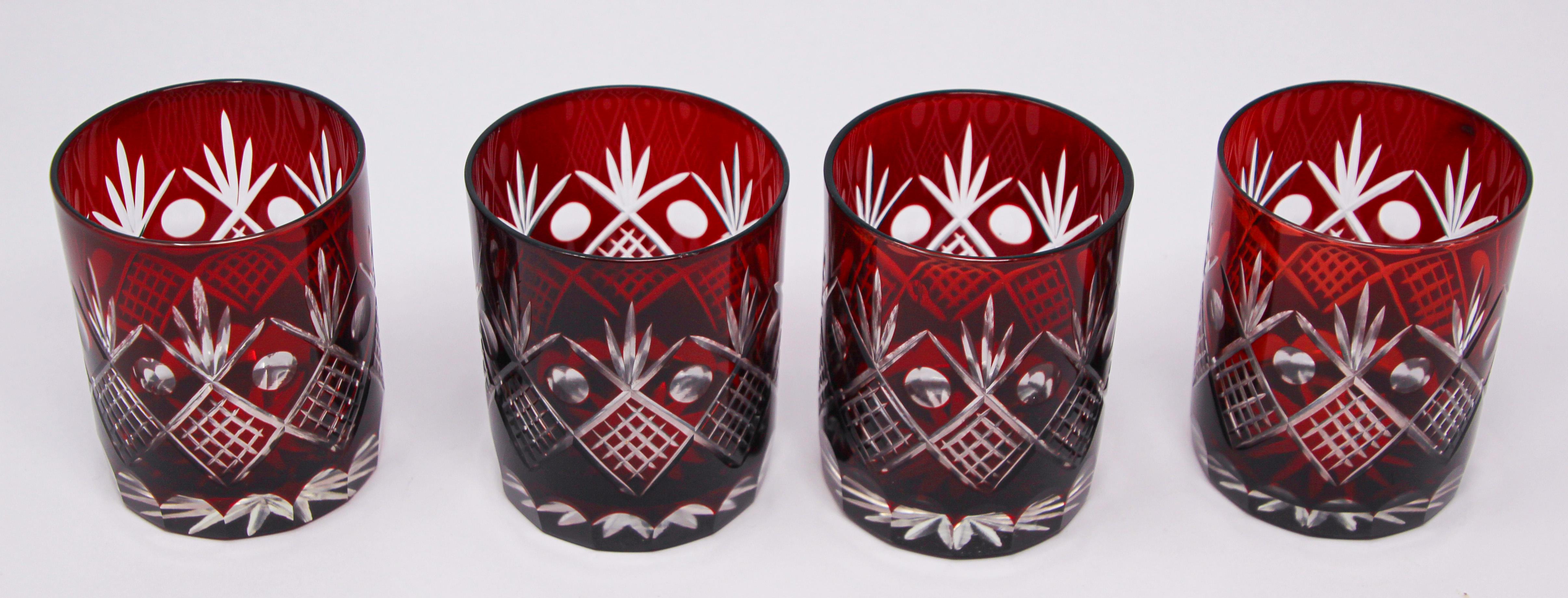 Four Cut Crystal Whiskey Ruby Glass Tumbler Ruby Red at 1stDibs | ruby ...