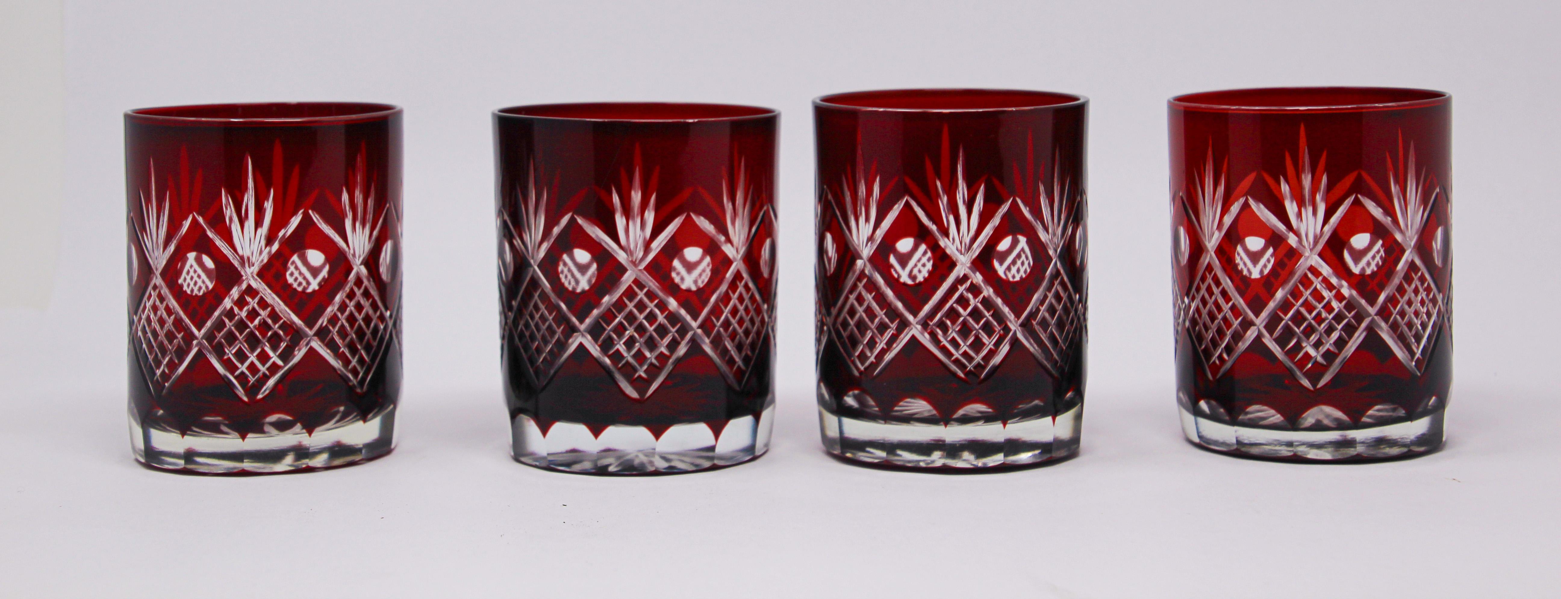 Four Cut Crystal Whiskey Ruby Glass Tumbler Ruby Red at 1stDibs | ruby ...