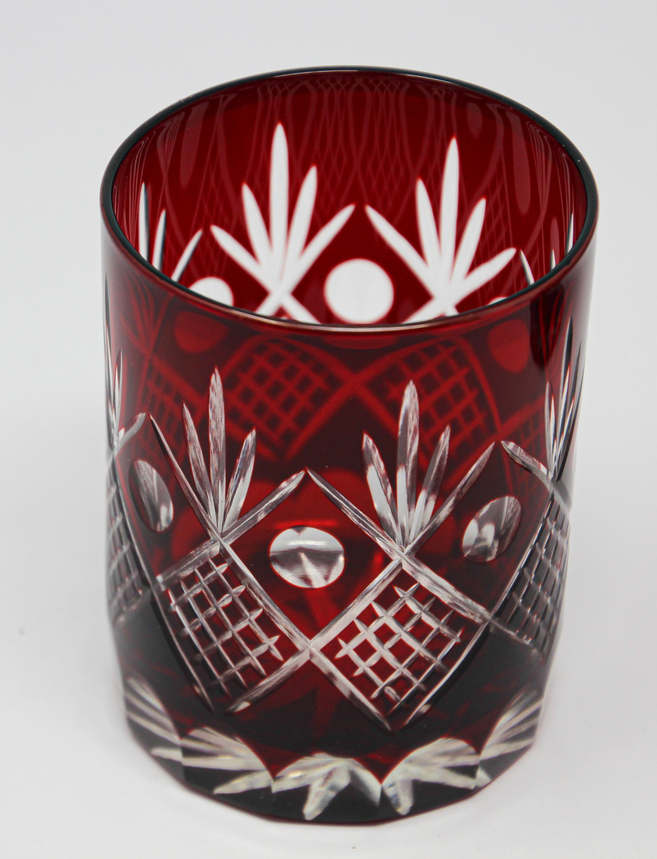 Four Cut Crystal Whiskey Ruby Glass Tumbler Ruby Red at 1stDibs | ruby ...