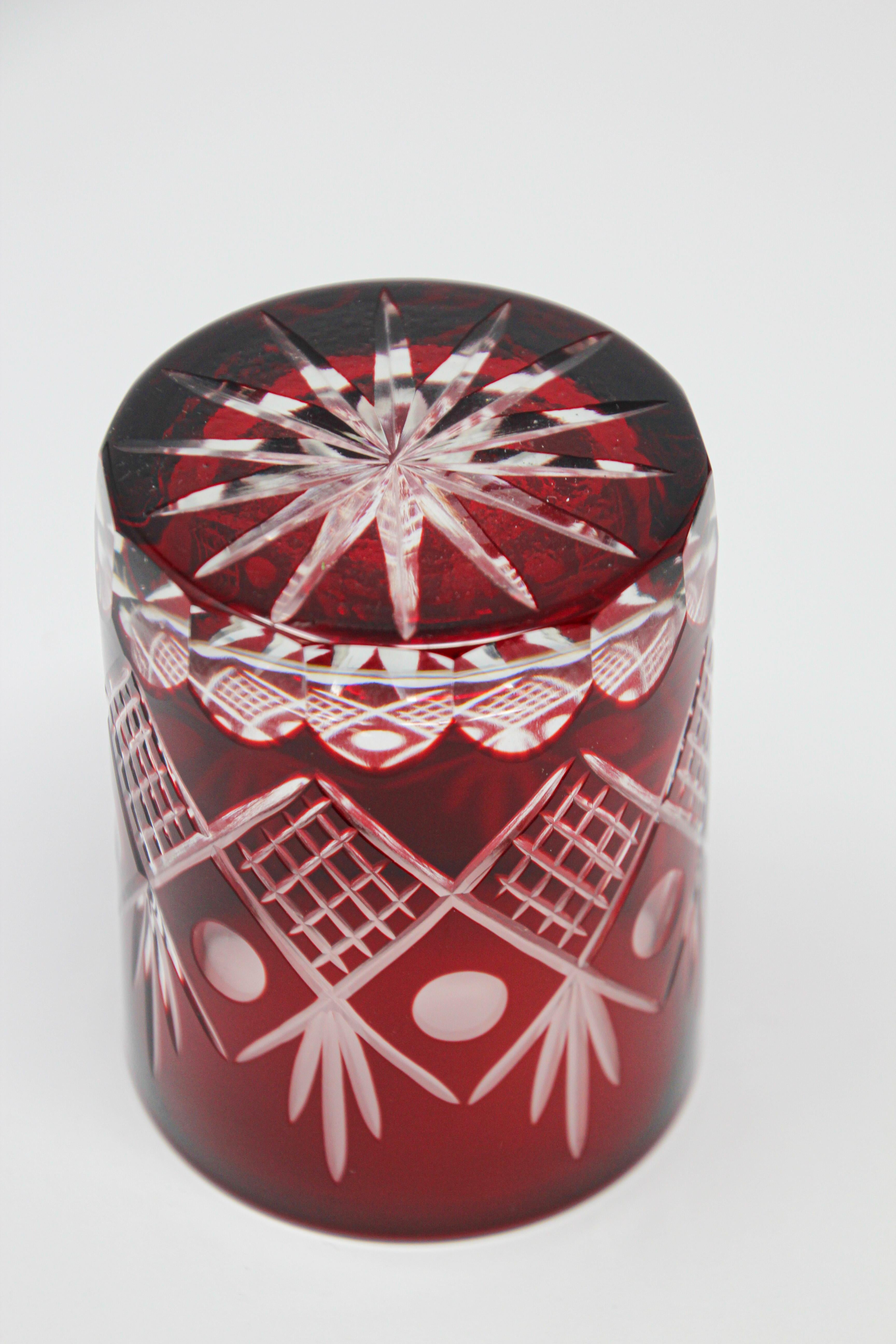 Four Cut Crystal Whiskey Ruby Glass Tumbler Ruby Red at 1stDibs | ruby ...
