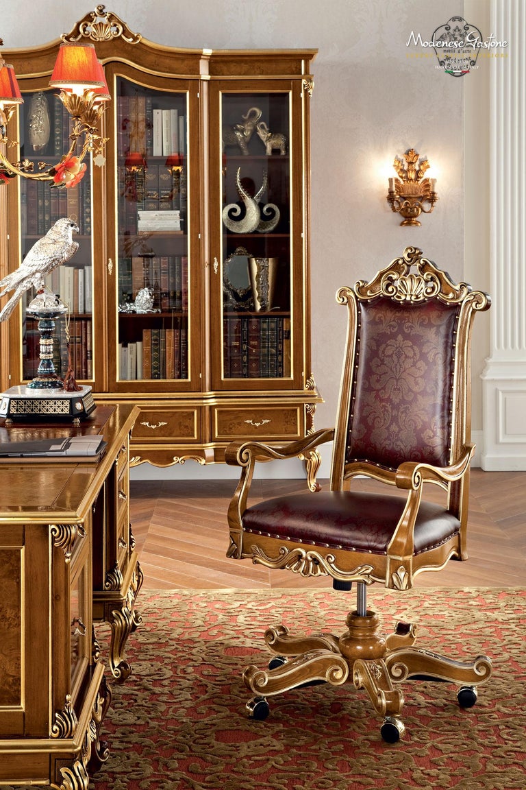 Four Door Bookcase with Four Drawers, Baroque Inspiration by Modenese ...