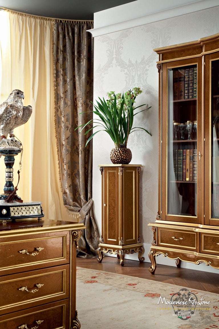 Four Door Bookcase with Four Drawers, Baroque Inspiration by Modenese ...