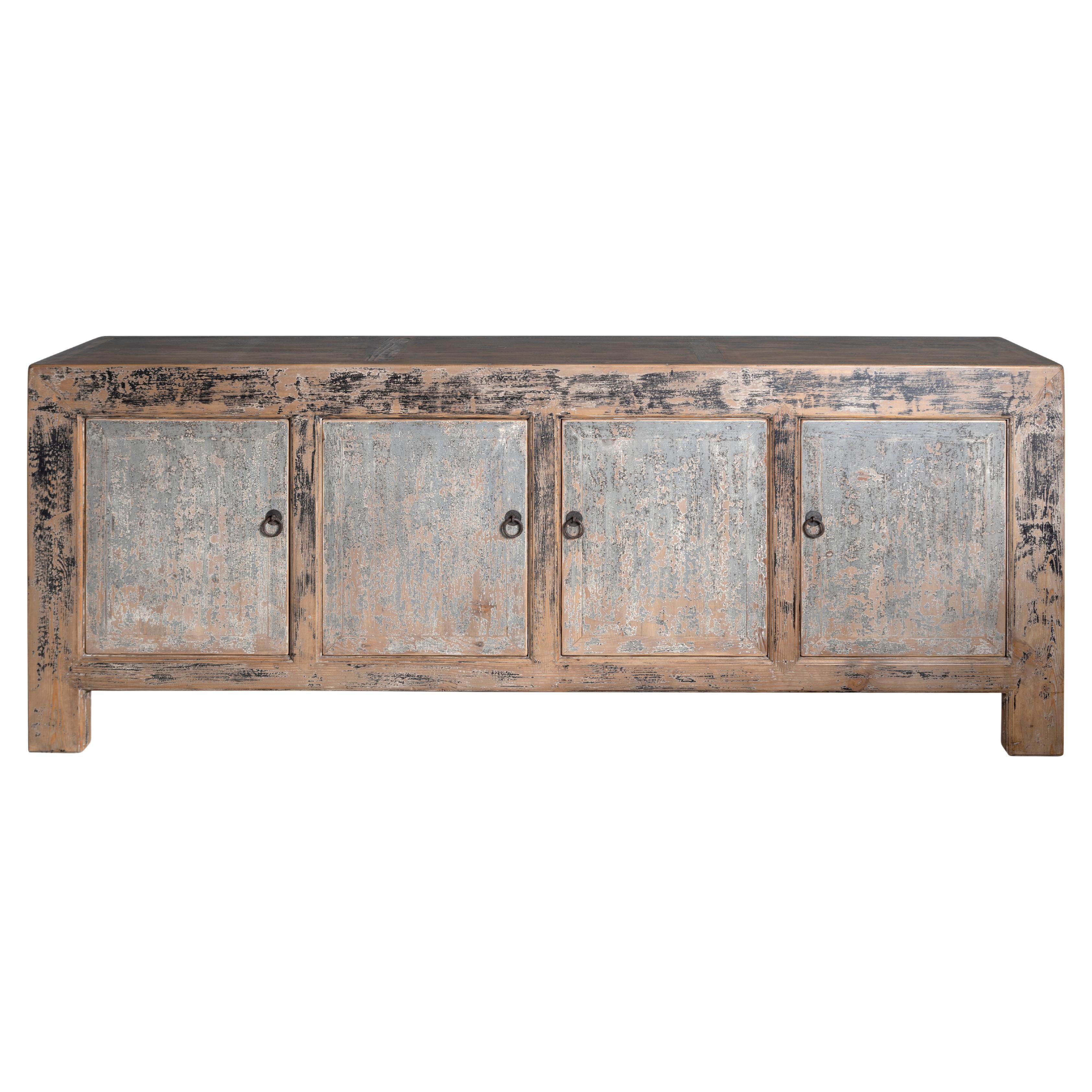 Three-Door Server in Original Pale Blue Patina at 1stDibs