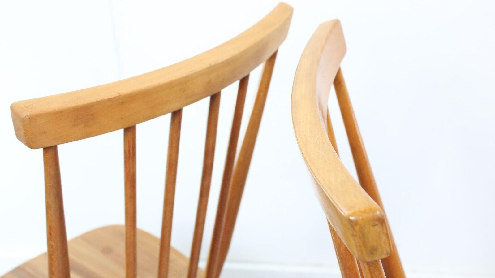 Four Ercol Blonde Mid Century High Back Dining Chairs For Sale at 1stDibs