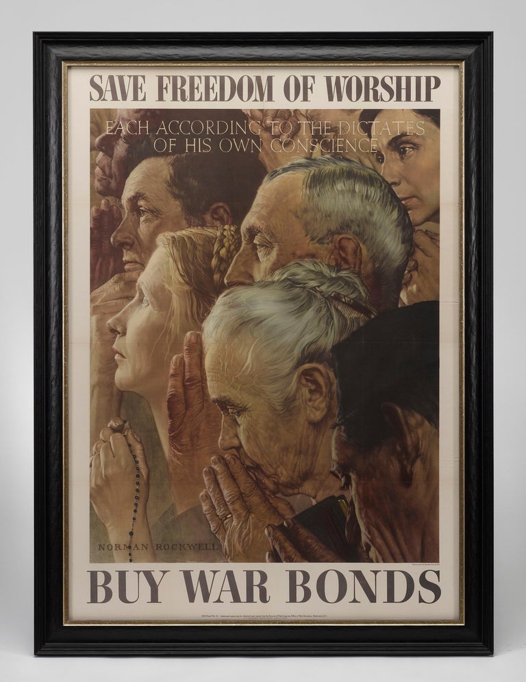 "Four Freedoms" Complete Set of Vintage Norman Rockwell Posters, 1943 ...