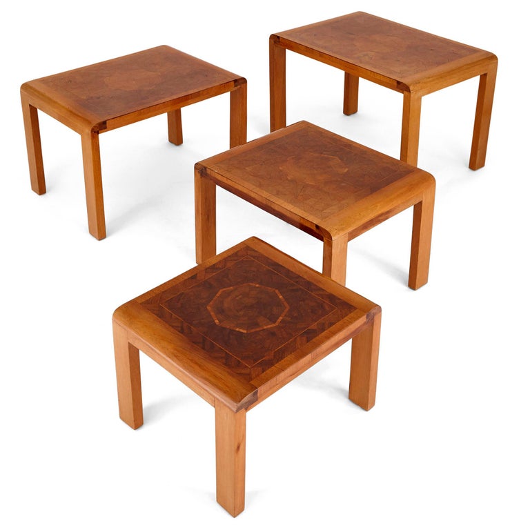 Four French Art Deco Parquetry Top Nesting Tables For Sale at 1stDibs
