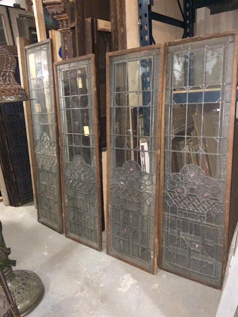 4 French Victorian Leaded Glass Windows at 1stDibs