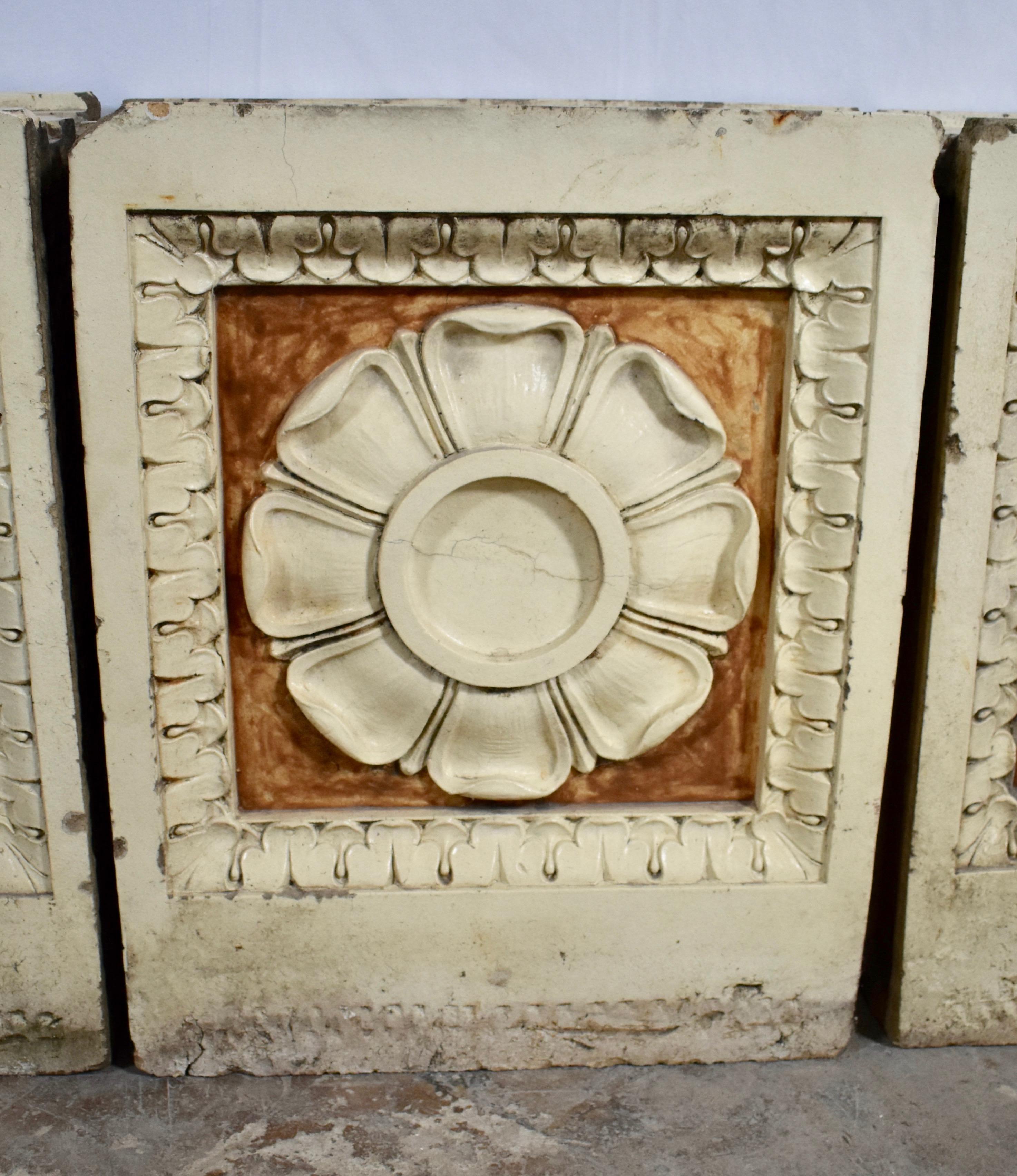 Four Glazed Terracotta Flower Panels, circa 1925 at 1stDibs | glazed ...
