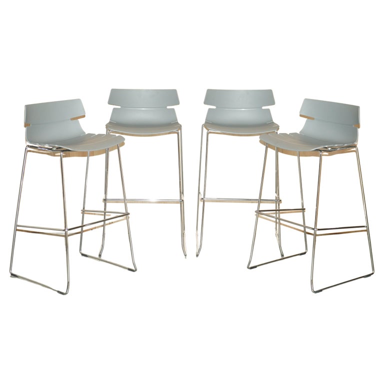 FOUR GREY WHITELEAF FURNITURE LTD DESIGNER STACKING BAR STOOLS PART OF ...