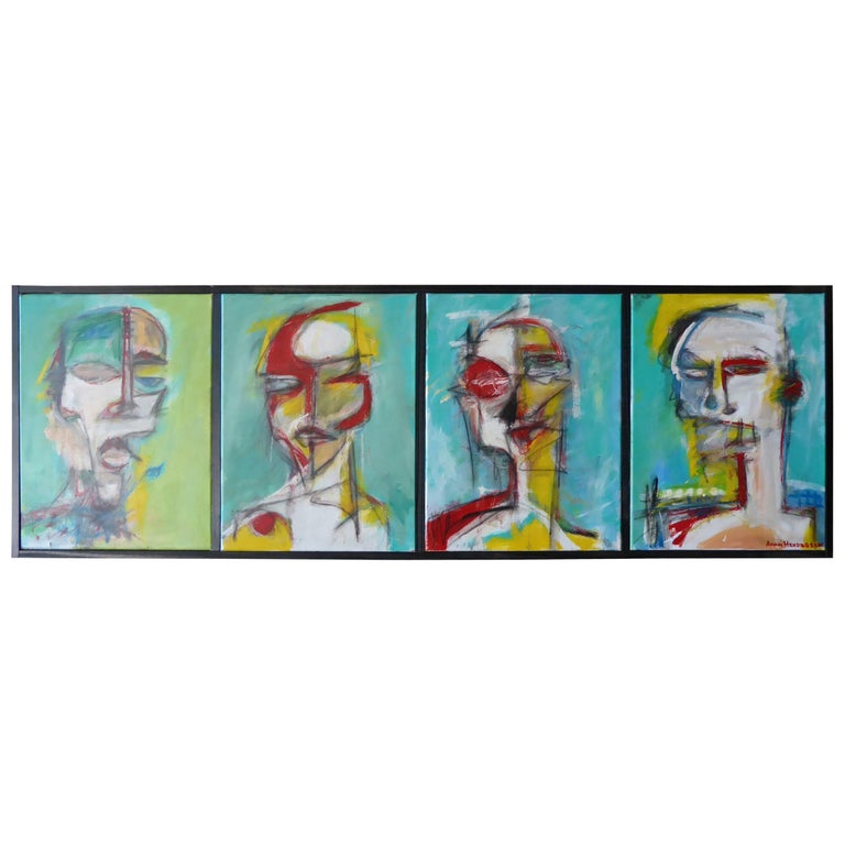 Four Heads, Original Quadriptych by American Painter Adam Henderson ...