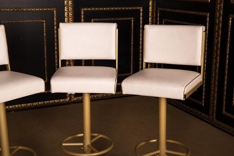 Four High Quality Bar Stools Made of Metal in Golden Color at 1stDibs