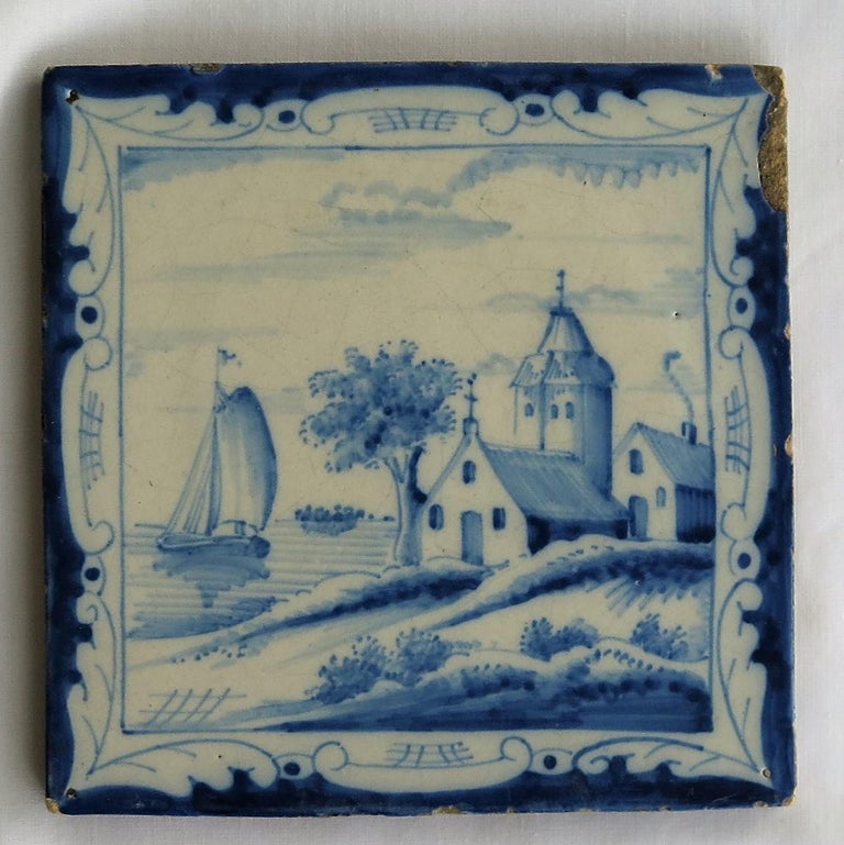 Four Individual Ceramic Delft Wall Tiles Hand Painted, 19th Century For ...