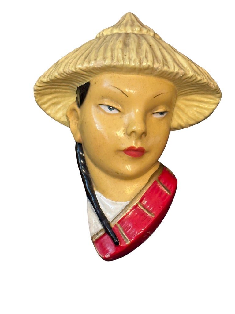 Vier japanische oder chinesische Volks-Wandmaske, Vintage, Italien ...