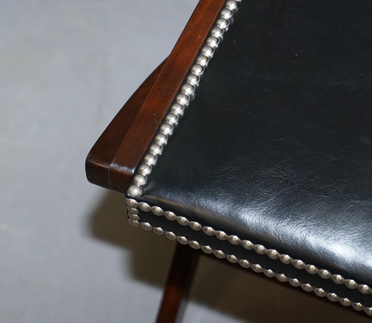 Four Kennedy Harrods London Military Campaign Leather Dining Chairs 4 ...