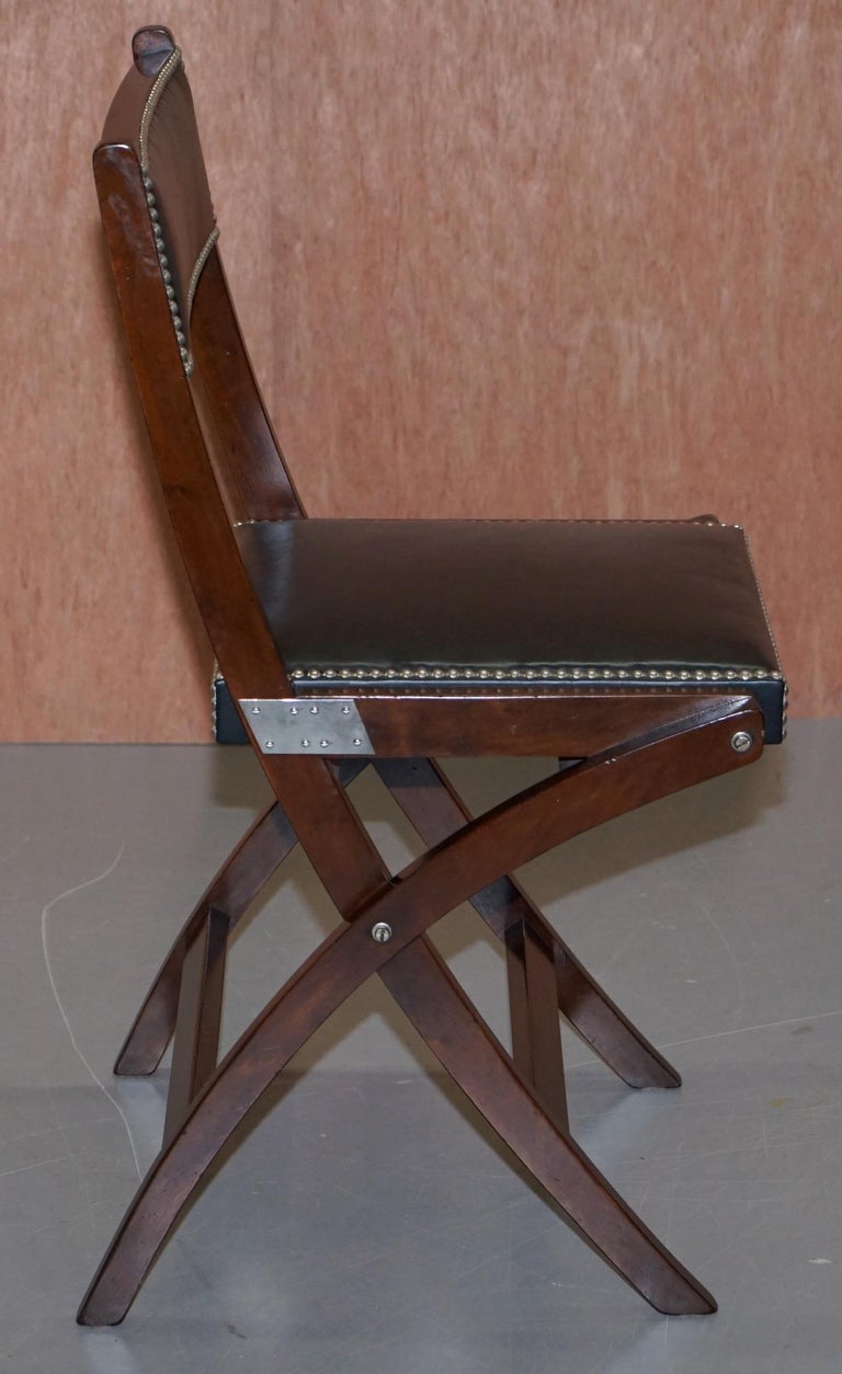 Four Kennedy Harrods London Military Campaign Leather Dining Chairs 4 ...