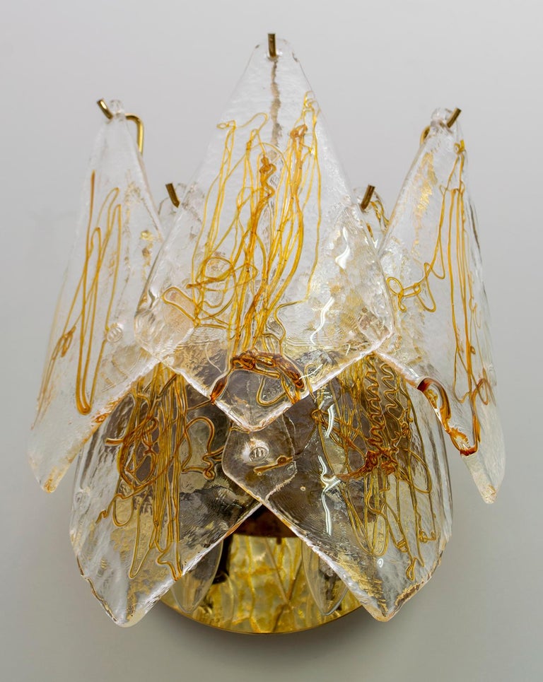 Pair of La Murrina MidCentury Modern Italian Murano Glass and Brass ...