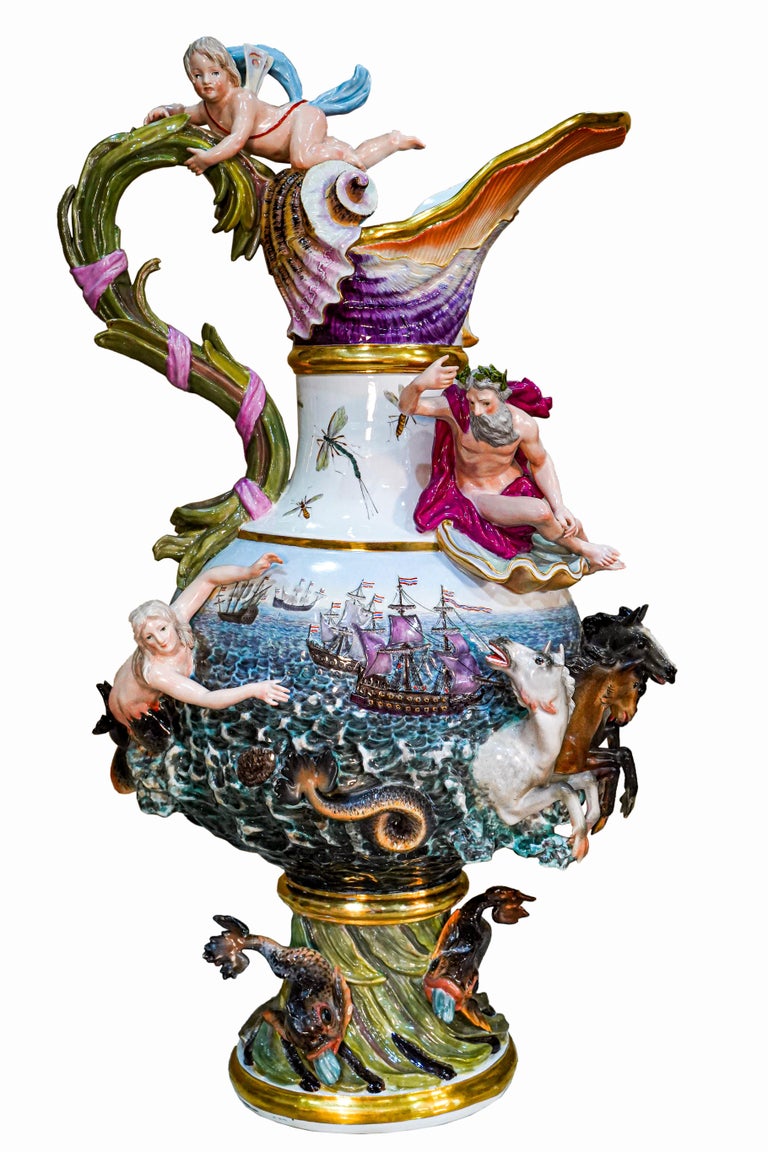 Four Meissen Porcelain Ewers Emblematic of the Elements For Sale at 1stDibs