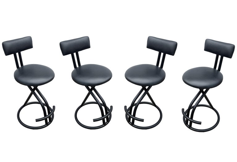 Four Mid Century Italian Post Modern Bar Stools or Counter Stools in ...