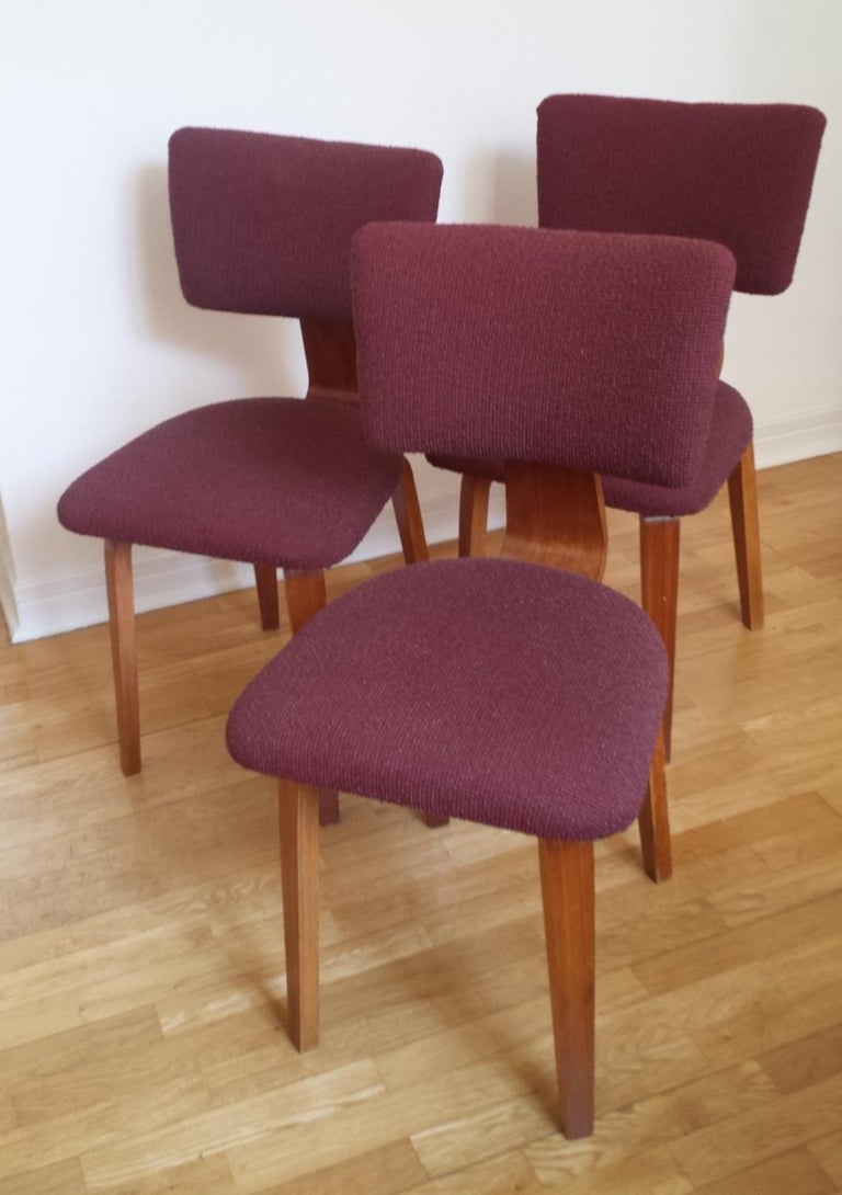 Four Plywood Dining Chairs by Dutch Cor Alons 1950's For Sale at 1stDibs