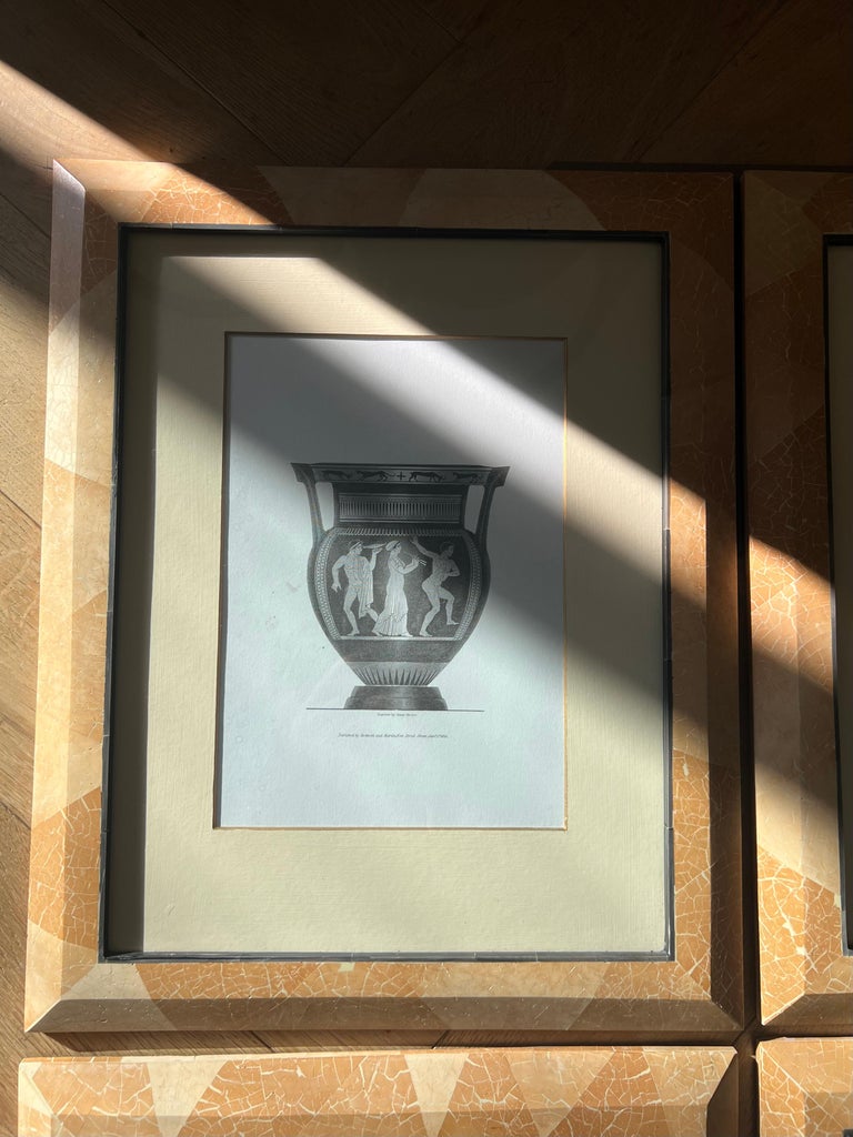 Four Neoclassical Prints of Grecian Urns, Framed in Marble, 19th ...