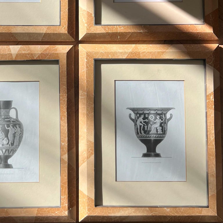 Four Neoclassical Prints of Grecian Urns, Framed in Marble, 19th ...