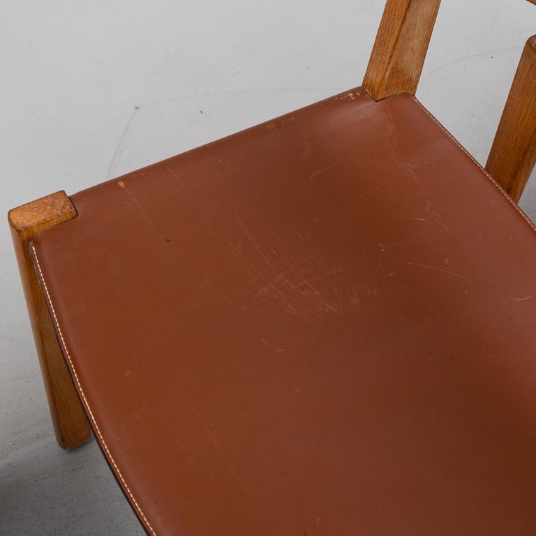 Four Oak Chairs with Leather Seat by John Vedel Rieper, Denmark, 1962 ...