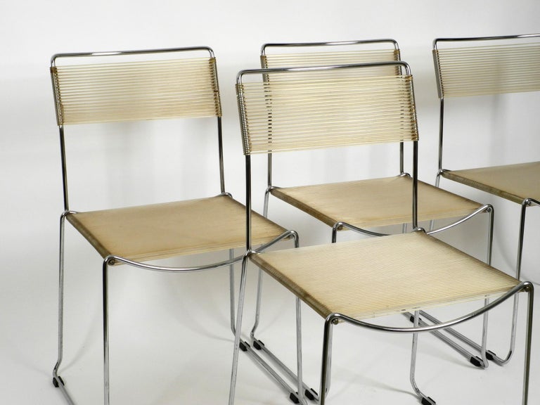 Four Original Very Well Preserved 1970s Spaghetti Chairs with Chromed ...