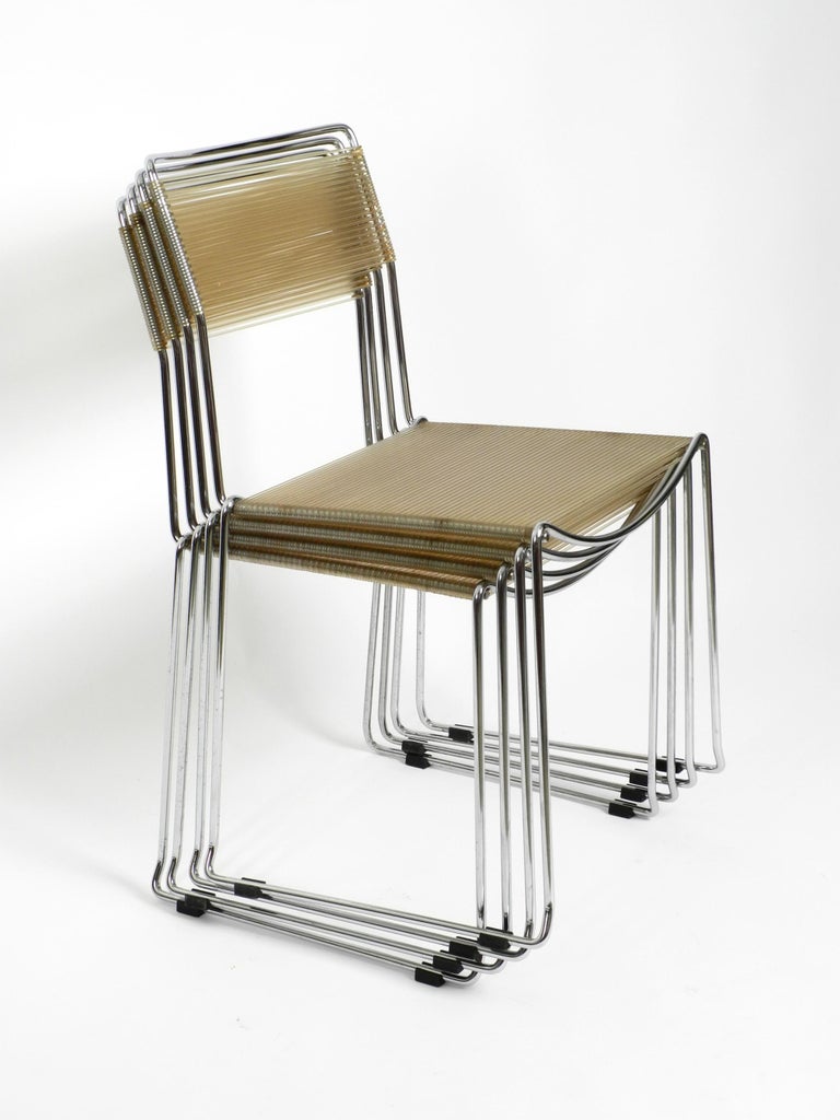 Four Original Very Well Preserved 1970s Spaghetti Chairs with Chromed ...