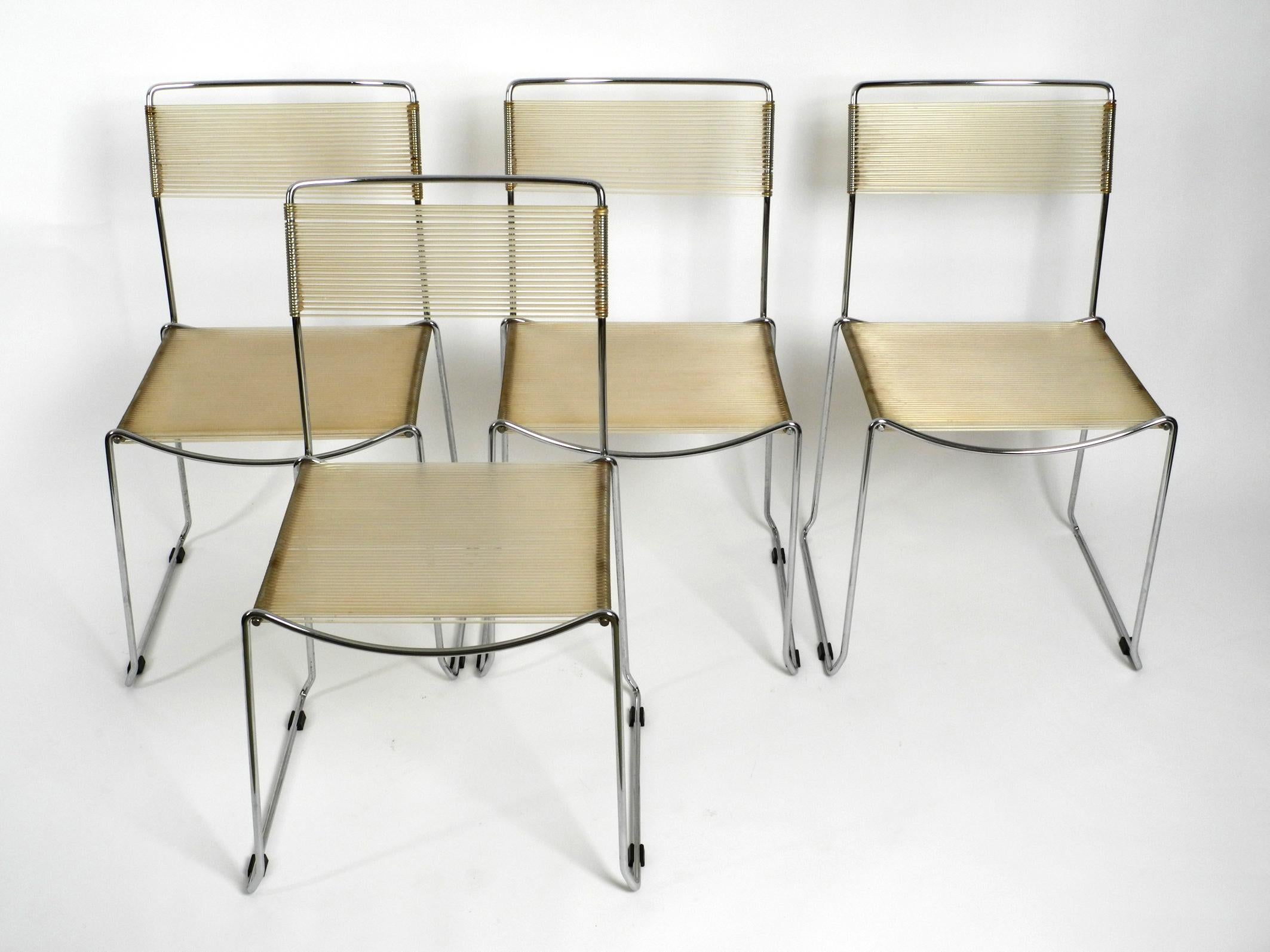 Four Original Very Well Preserved 1970s Spaghetti Chairs with Chromed ...