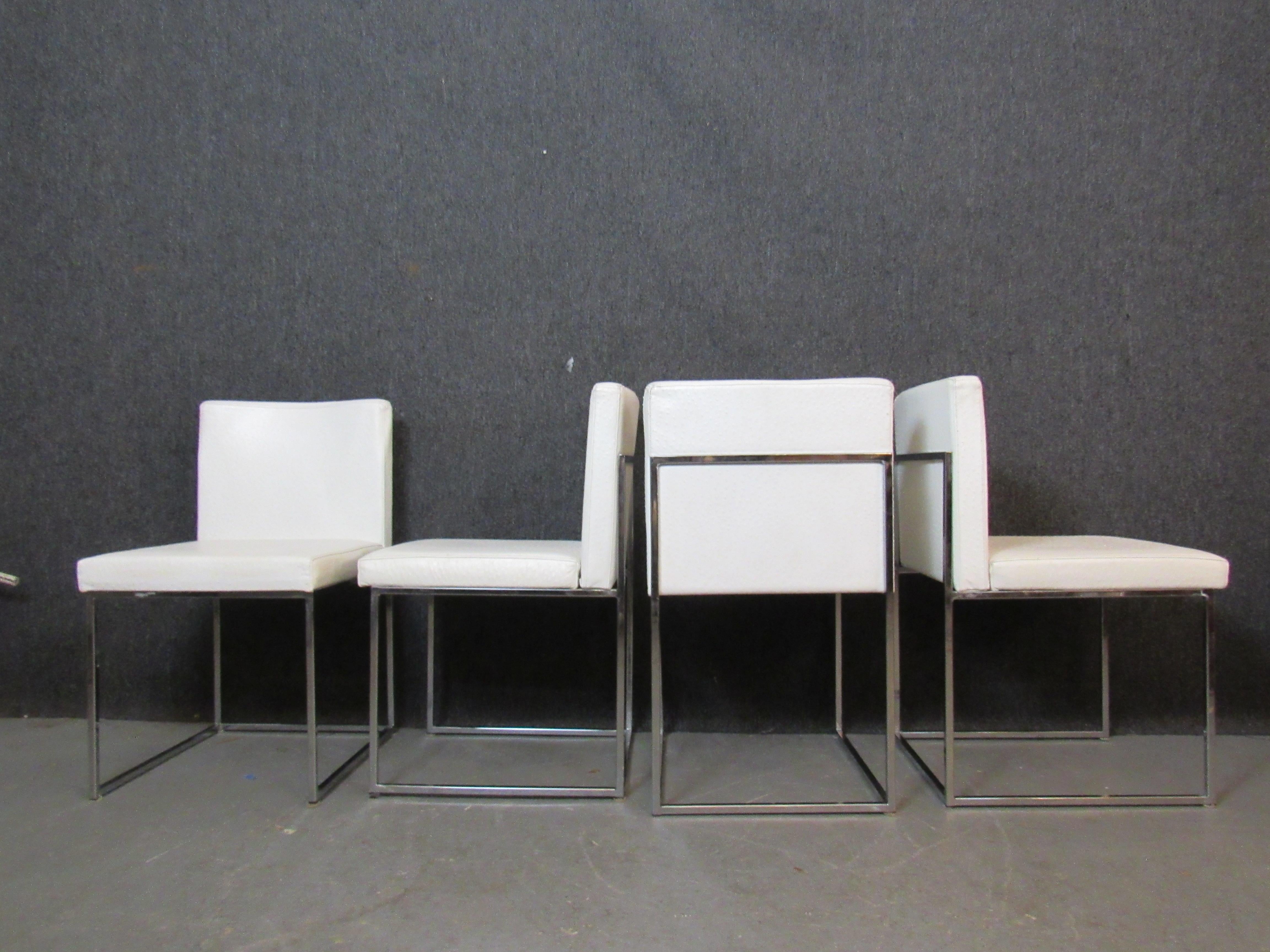Four Ostrich Leather Dining Chairs by Calligaris For Sale at 1stDibs