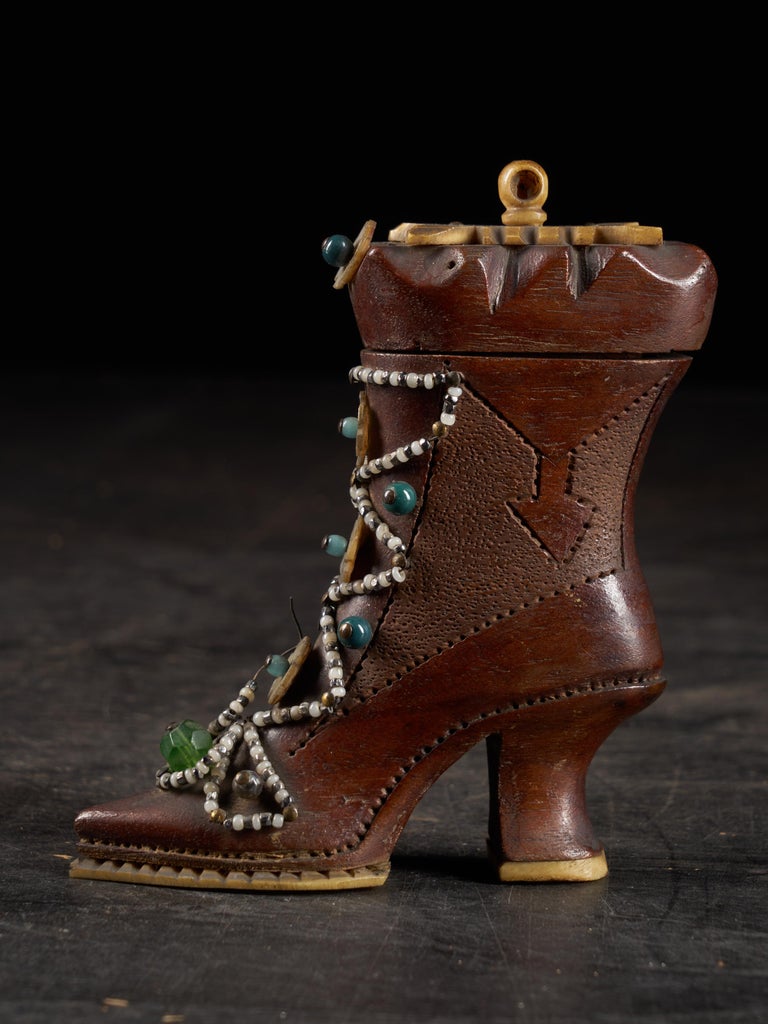 Four Pair of rare Georgian Miniature Mahogany Shoes decorated Mother of ...