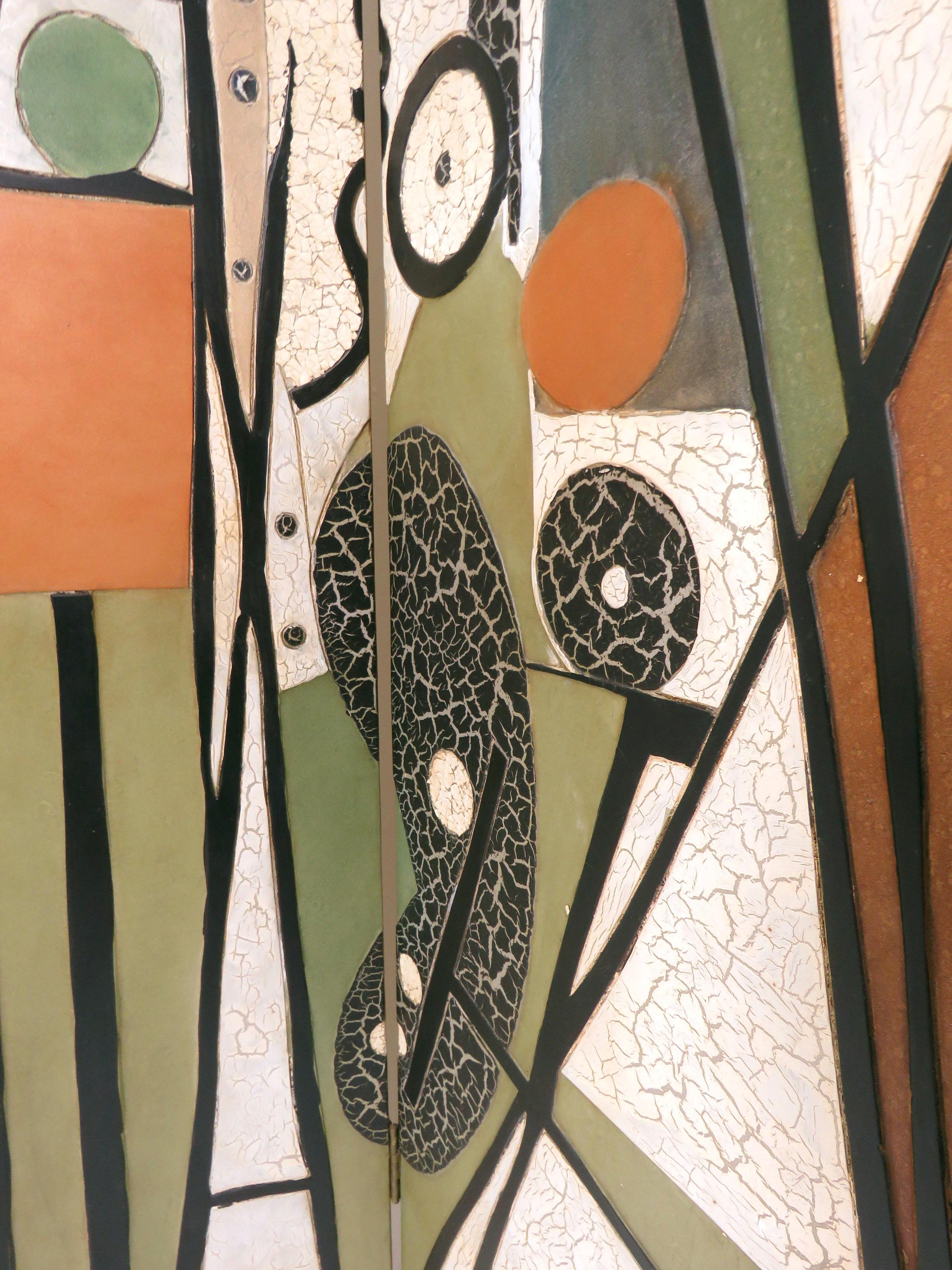 Four-Panel Room Divider Screen Decorated in Manner of Picasso at 1stDibs