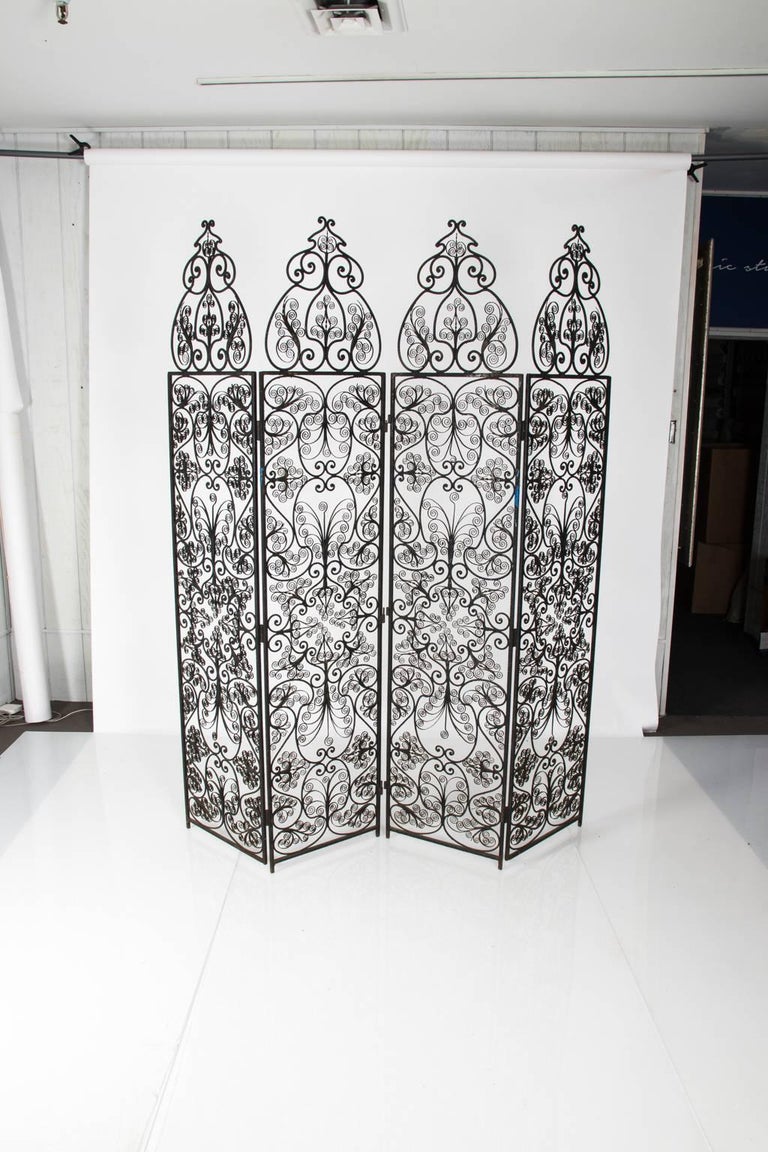 Four-Paneled Wrought Iron Screen at 1stDibs