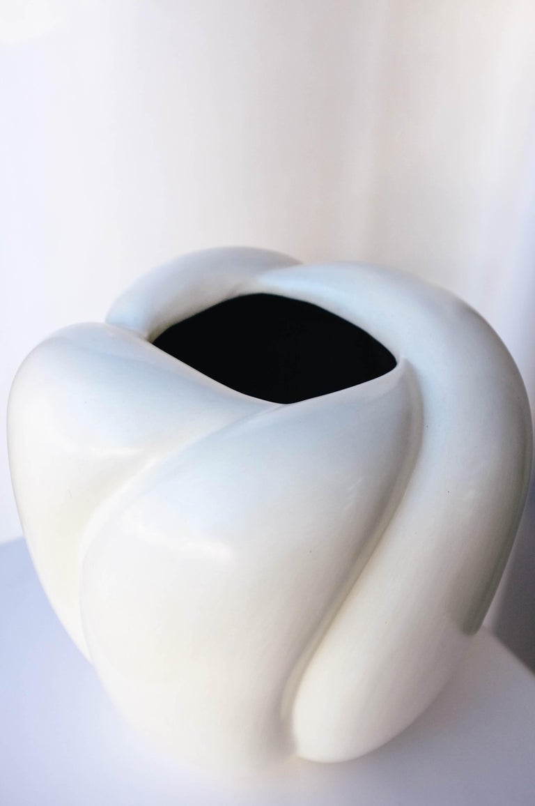 Four Petal Cream Lacquer Pot by Robert Kuo, Limited Edition For Sale at ...